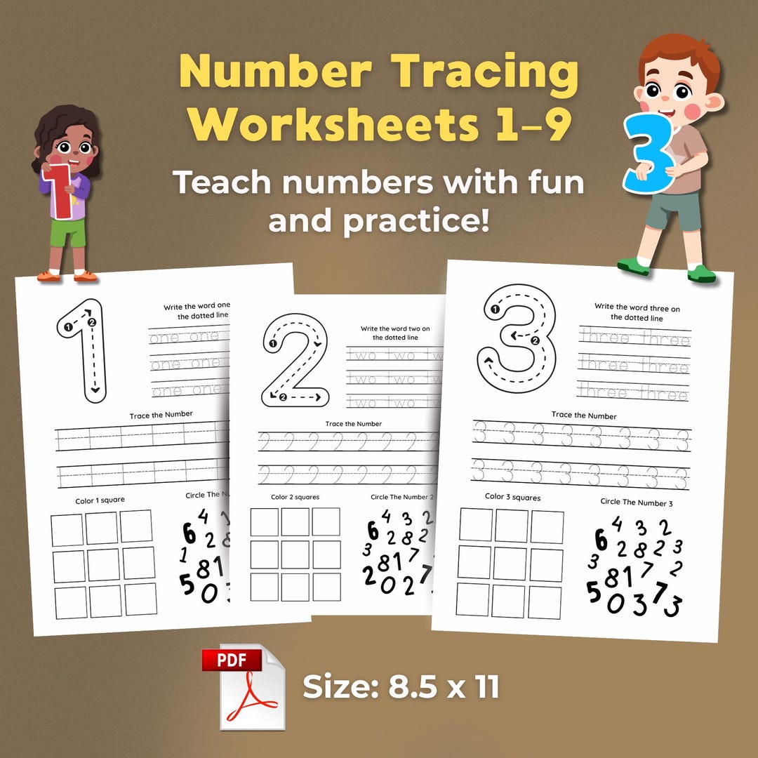 Printable Number Tracing 1–9 | Handwriting & Counting Practice ...