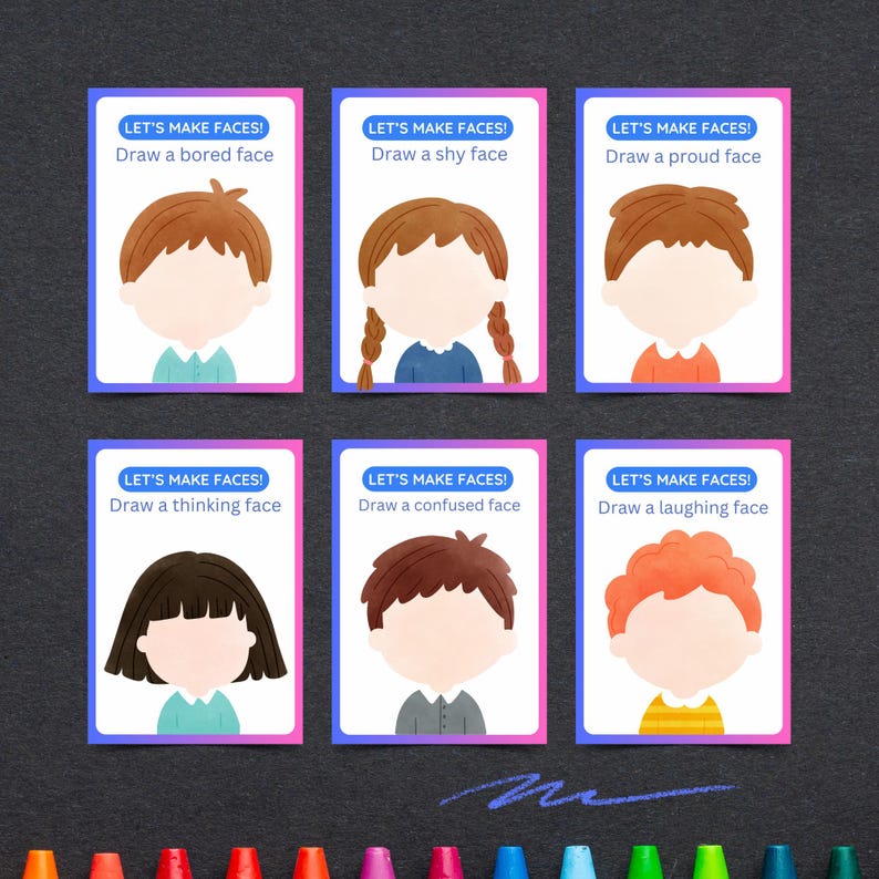 Emotions Drawing Cards | Printable Emotion Faces for Kids | Feelings ...