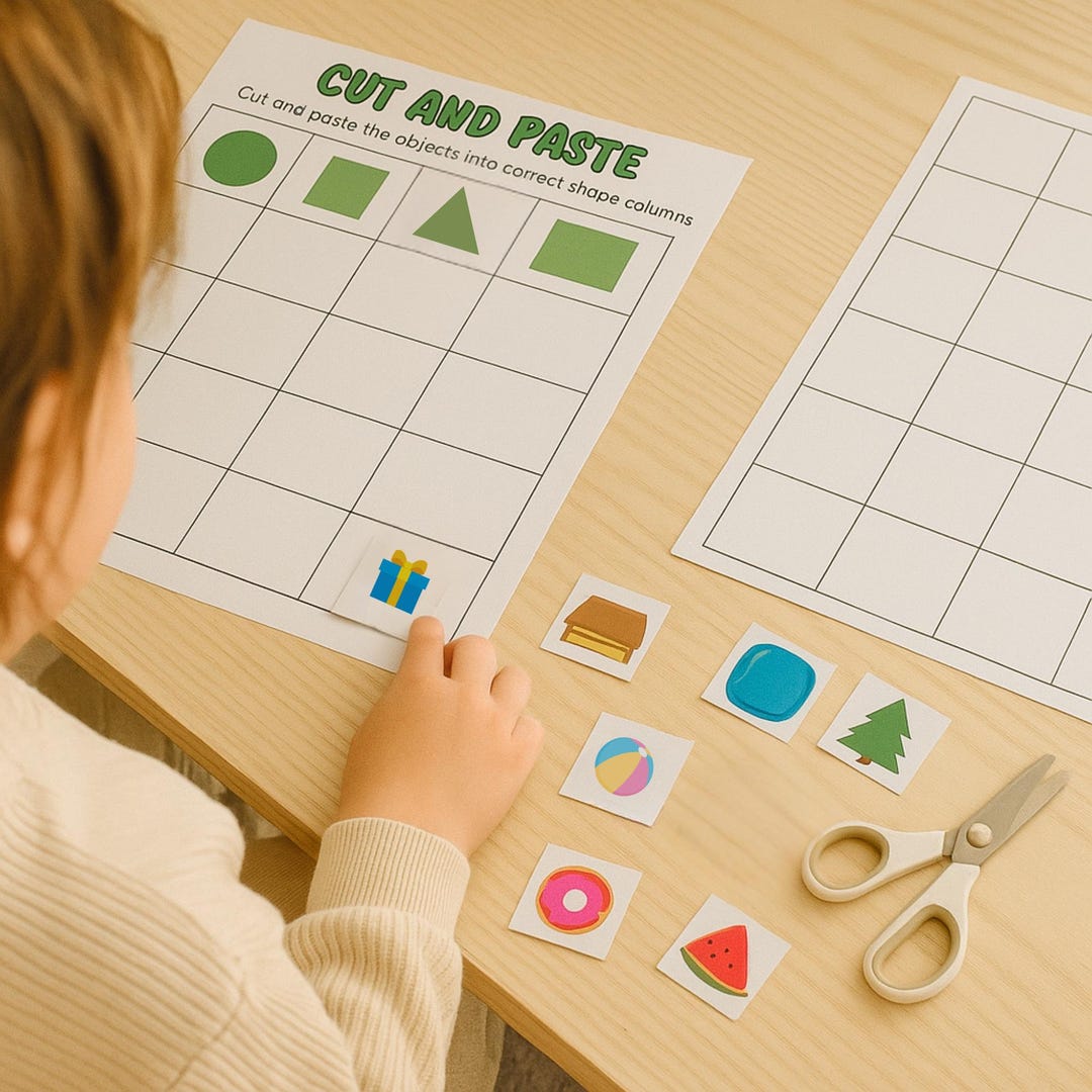 Cut and Paste Shapes Activity for Preschool – Printable Sorting Game ...