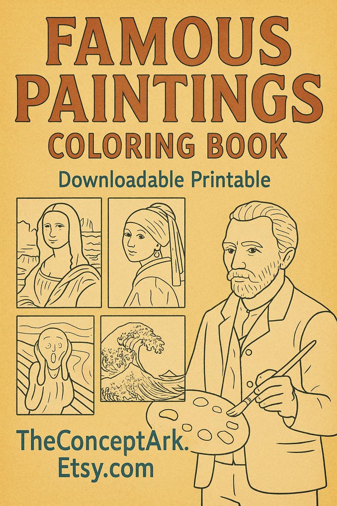 FAMOUS PAINTING Coloring Book 12pg - Downloadable Printable - Etsy