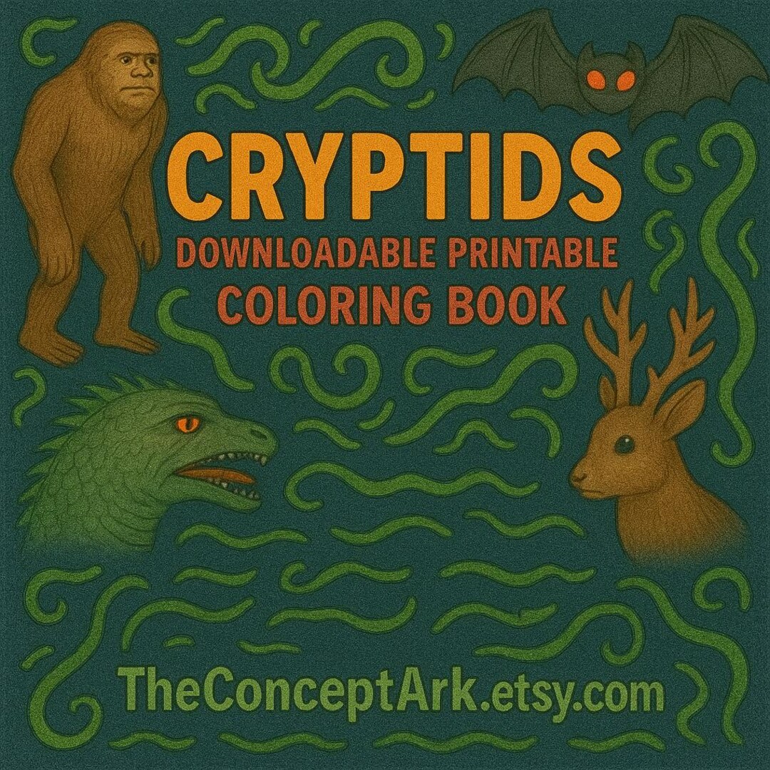 CRYPTIDS American Folklore Coloring Book 10pg - Downloadable Printable ...