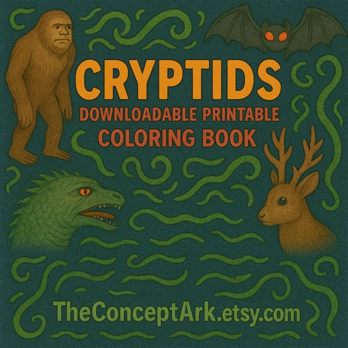 CRYPTIDS American Folklore Coloring Book 10pg - Downloadable Printable ...