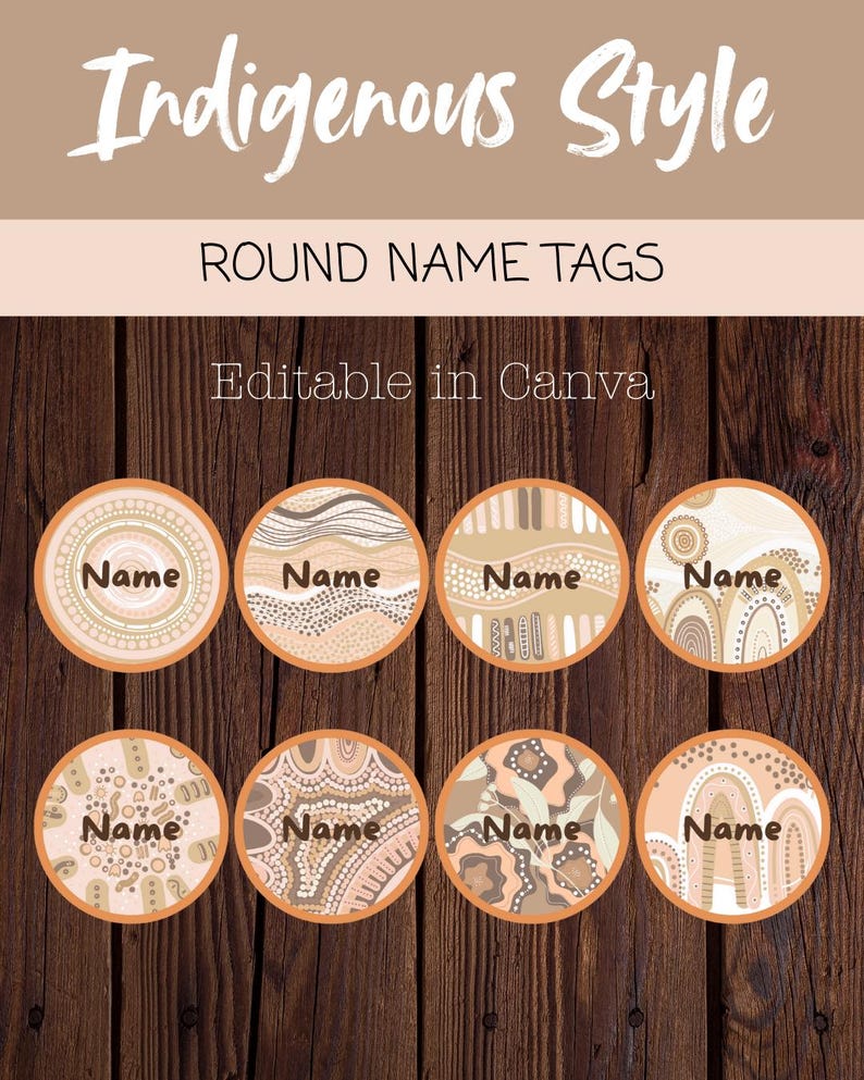 Editable Indigenous Round Name Labels for Classroom | Printable Desk ...