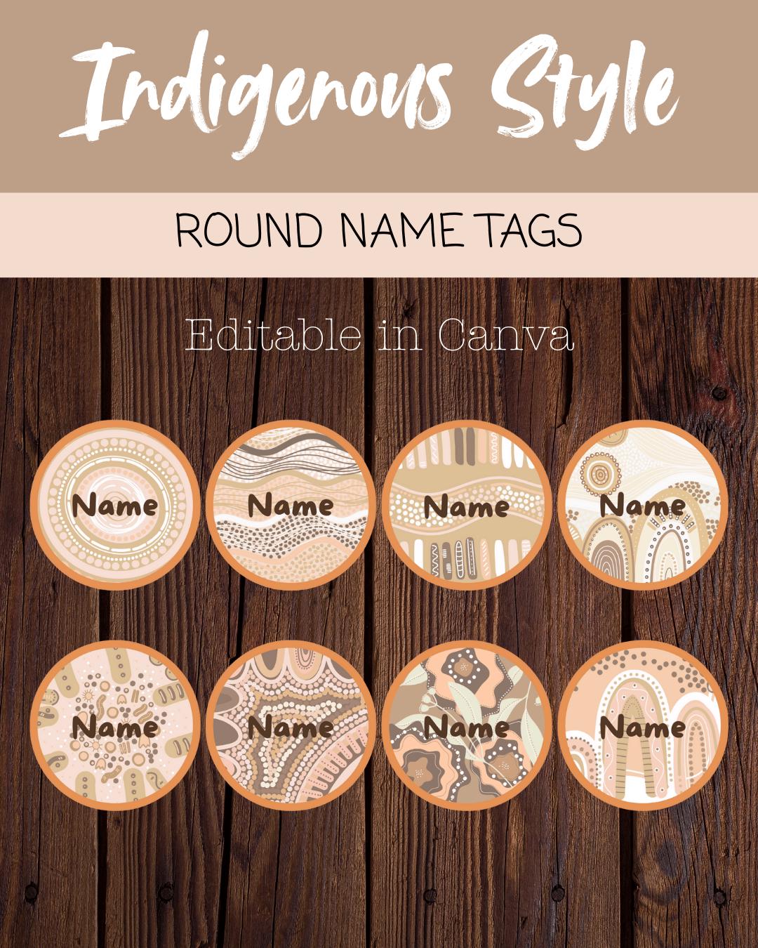 Editable Indigenous Round Name Labels for Classroom | Printable Desk ...