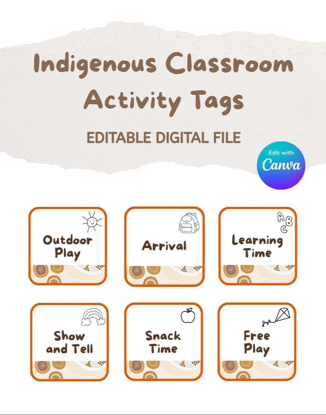 Editable Indigenous Activity or Routine Tags / Labels for Classroom ...