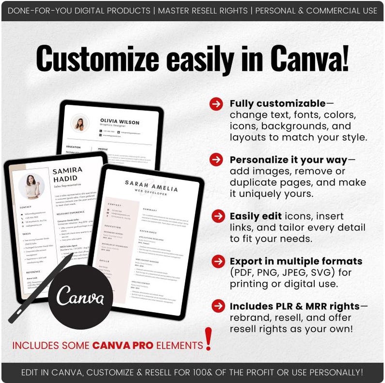 45 Canva Resume Templates Bundle, Minimalist CV Design (digital ...