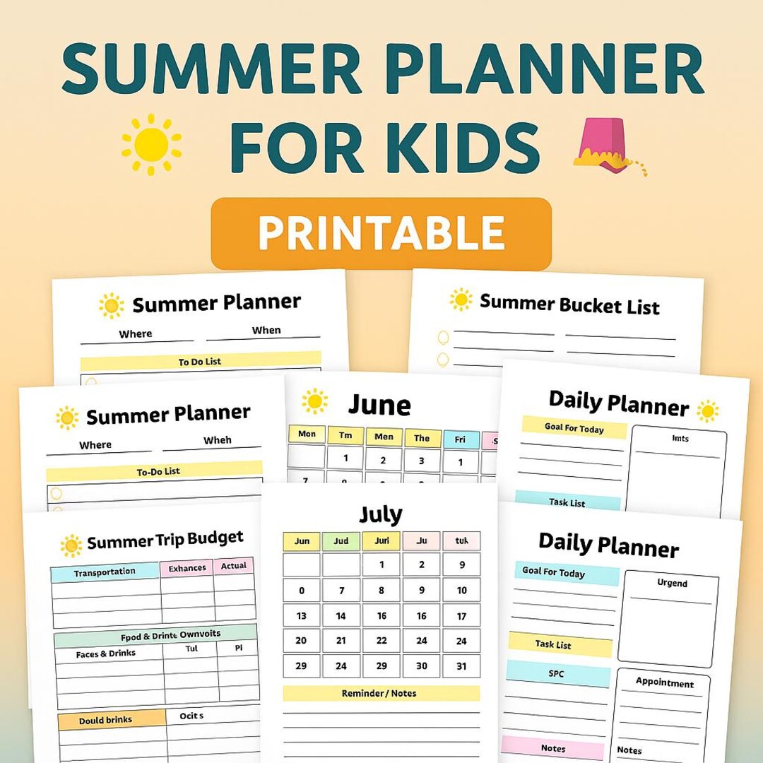 Summer Planner 2025, Summer Kids Planner, Summer Activity, Summer ...