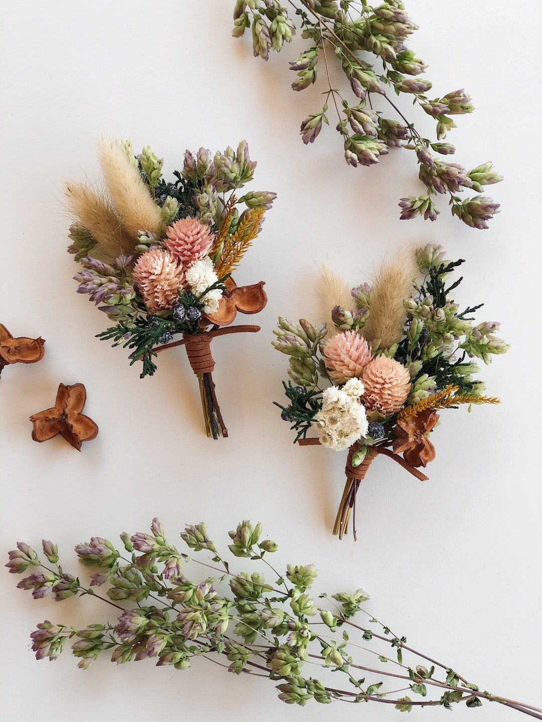 Autumn Blush Boutonniere // Dried Flower Boutonniere // Buttonhole - Etsy