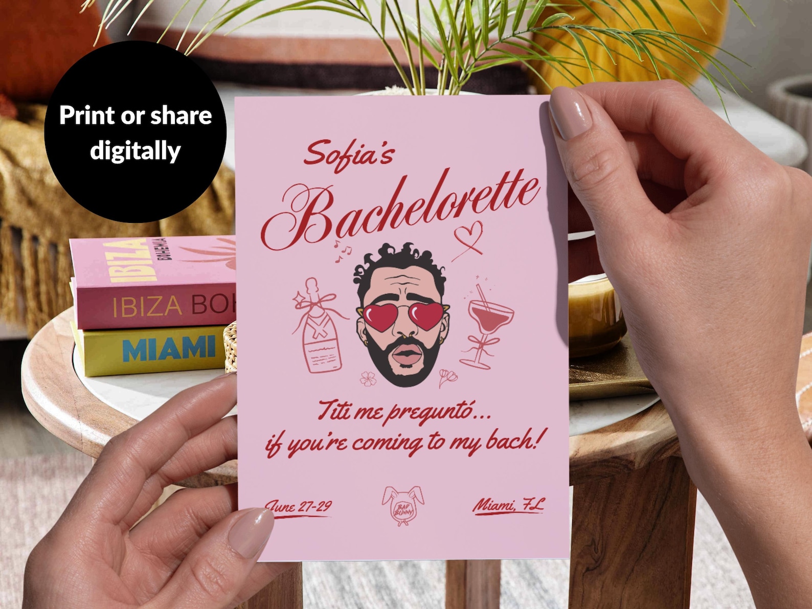 Bad Bunny Bachelorette Invitation & Itinerary: for Your Fiesta Latina ...