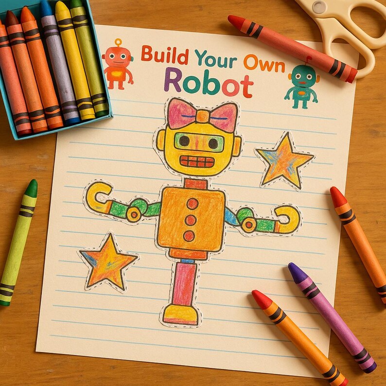 Build-a-bot Printable Craft for Kids – Cut & Paste STEM Activity - Etsy ...