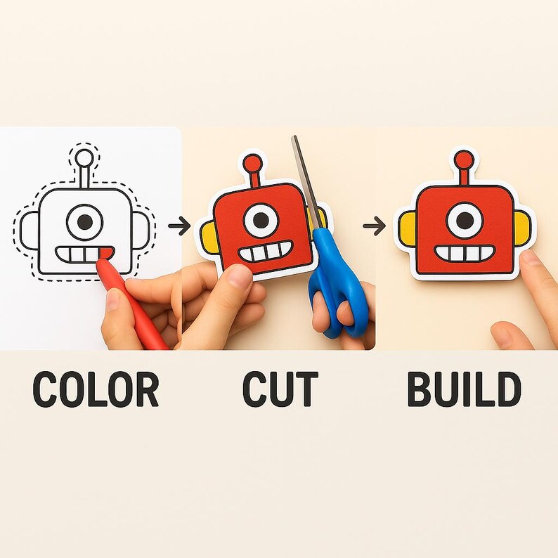 Build-a-bot Printable Craft for Kids – Cut & Paste STEM Activity - Etsy