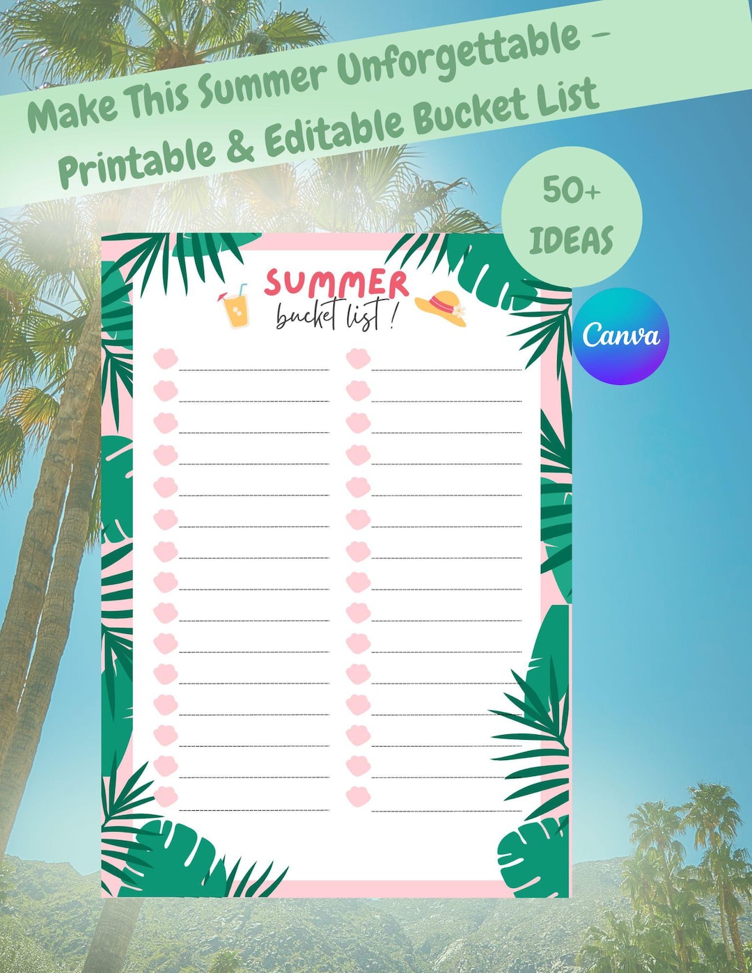 Editable Summer Bucket List Printable | Minimal Family Activity Planner ...