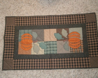 Primitive Quilted Table Runner, Long Quilted Table Runner, Earth Tones ...