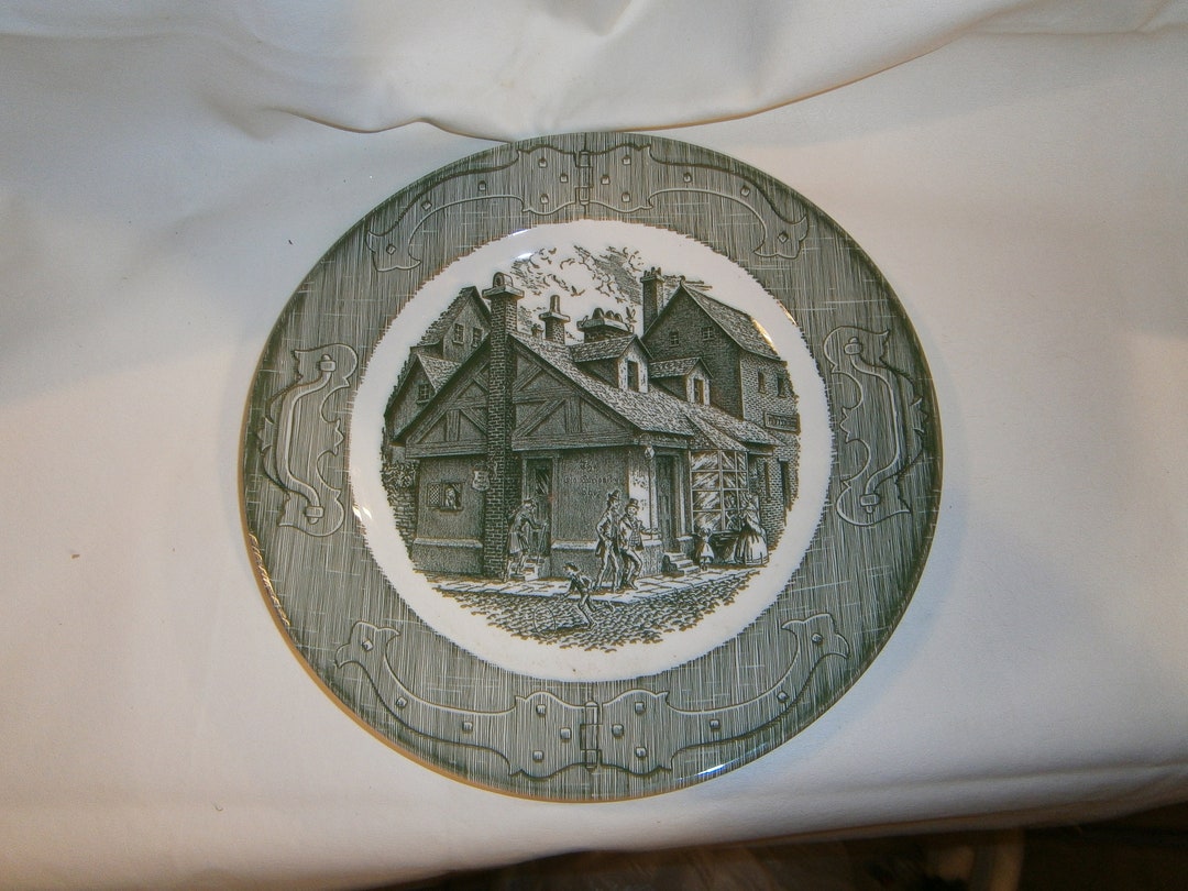Vintage Green Transferware Plate Old Curiosity Shop - Etsy