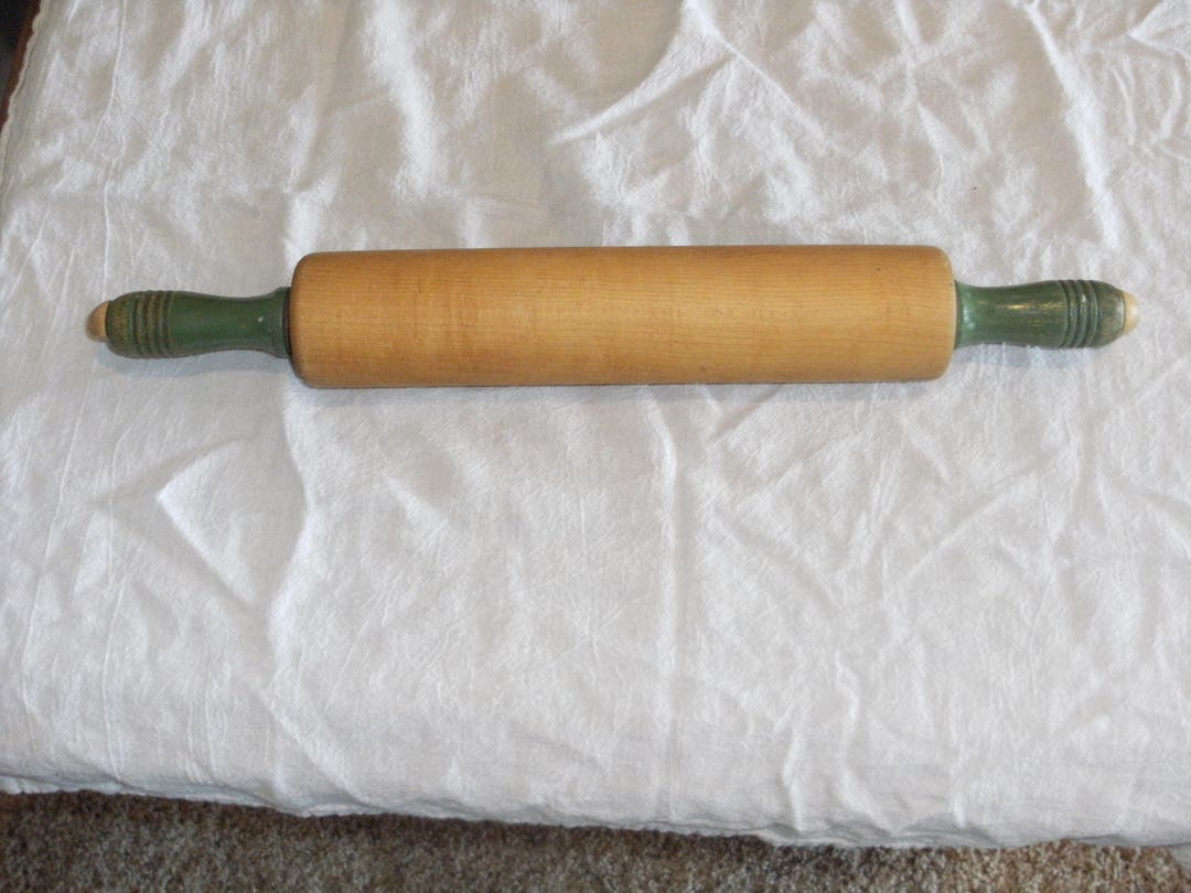 Vintage Rolling Pin Green Handles - Etsy