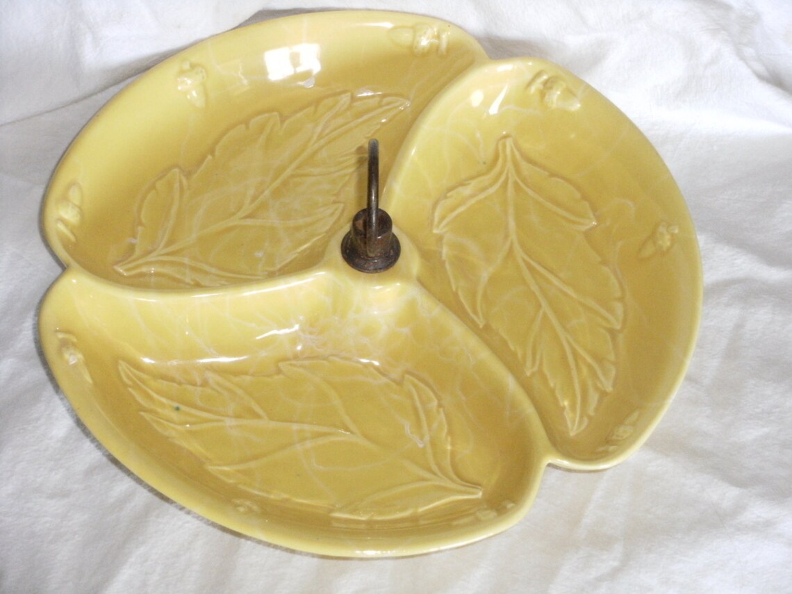 Vintage Yellow Divided Dish - Etsy