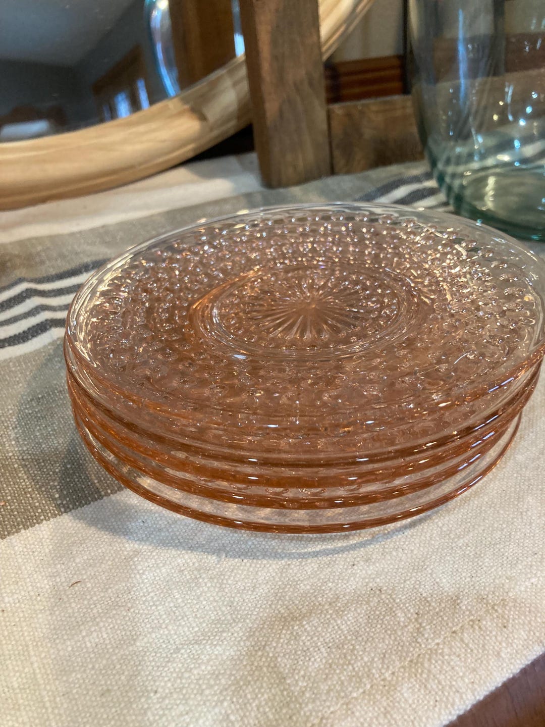 Vintage Pink Glass Hobnail Dessert Plates - Etsy