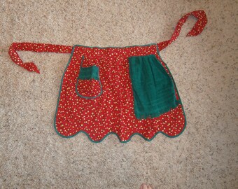 Women's Apron, Four Corners Apron, Red, Yellow and Green Floral, Front ...