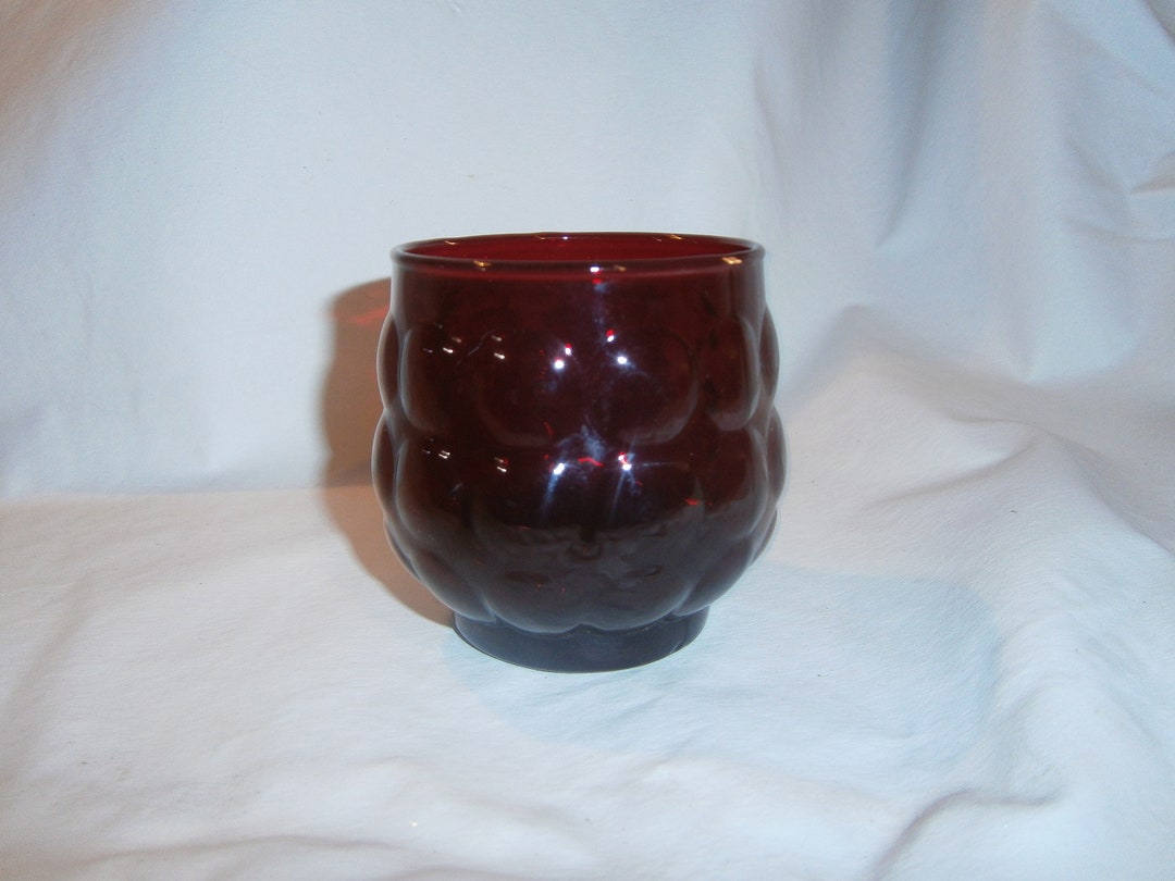 Vintage Red Bubble Glass Juice Glass - Etsy