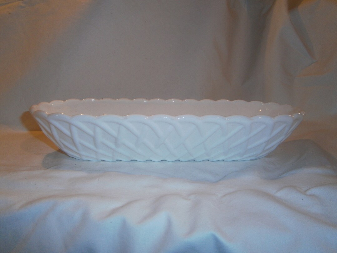 Milk Glass Oblong Dish - Etsy