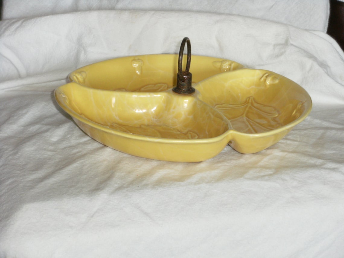 Vintage Yellow Divided Dish - Etsy