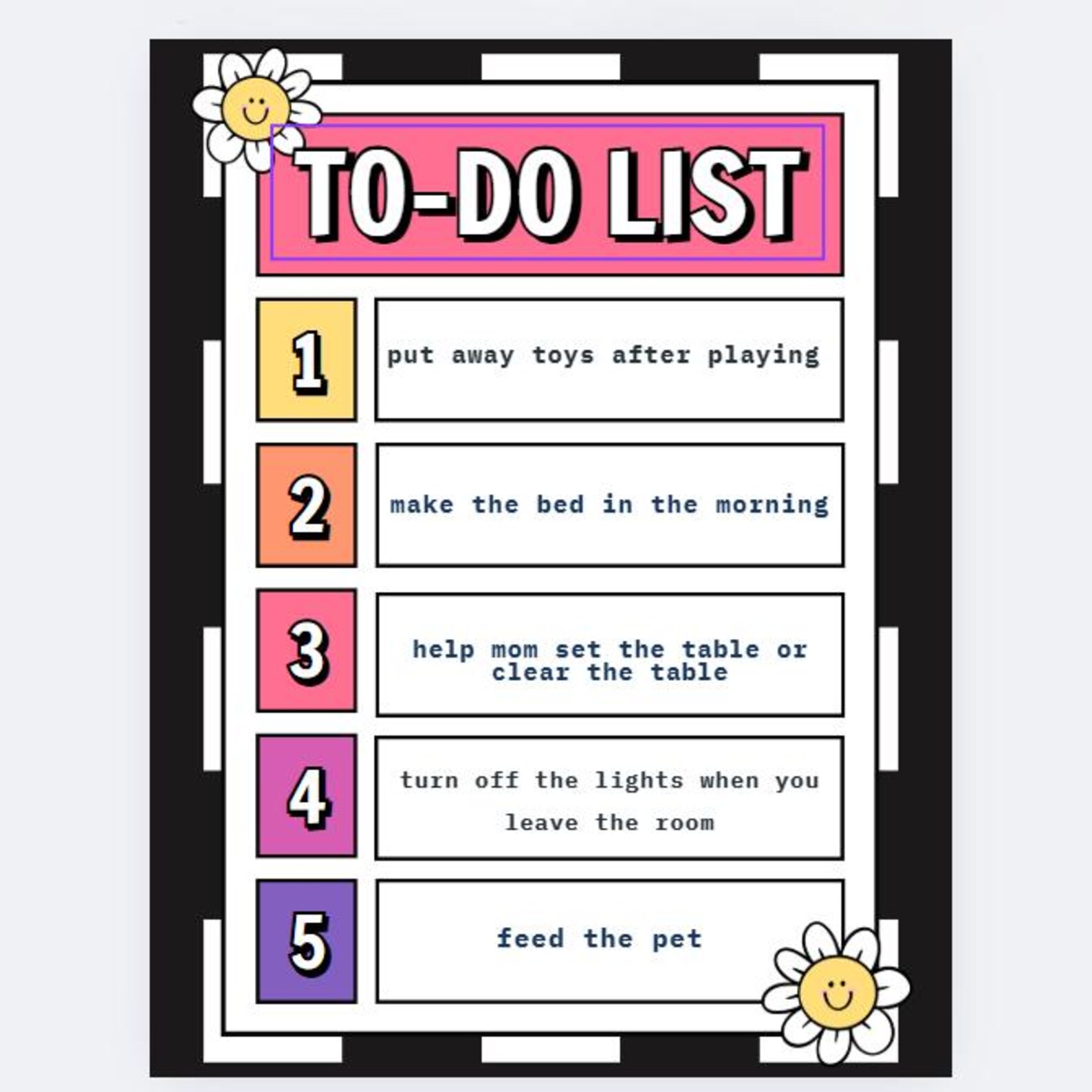 Editable in CANVA Kids Daily Checklist 5 Easy Habits for Organized ...
