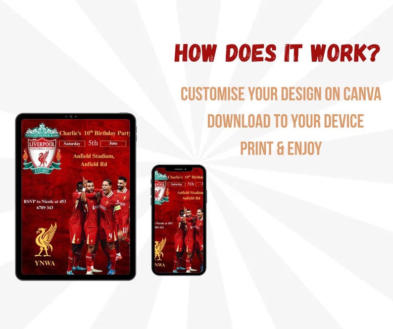 Liverpool FC Birthday Invitation | Editable Football Party Template ...