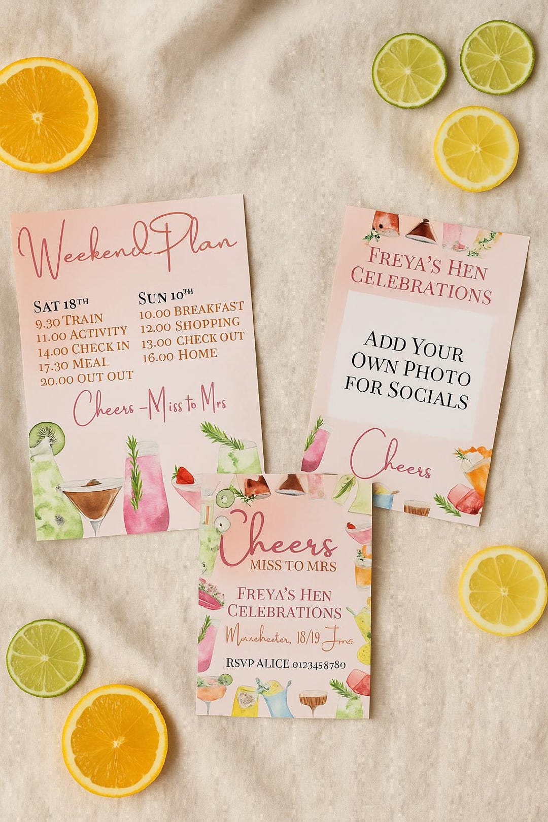 Cheers Hen Do Bundle | Insta Template | Cocktail Masterclass | Day ...