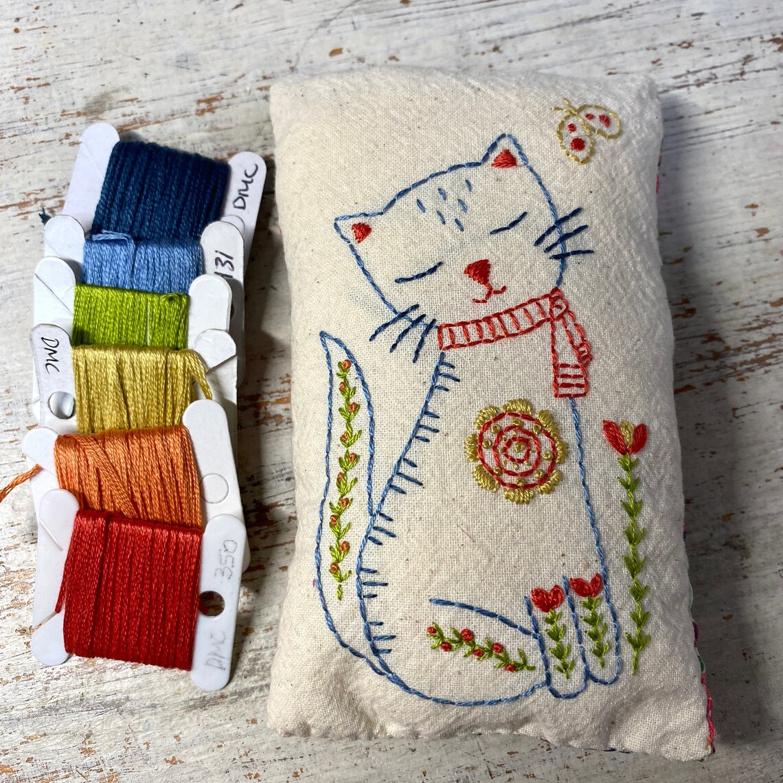 Hand Embroidery Pattern Folk Kitten Cat Pdf - Etsy