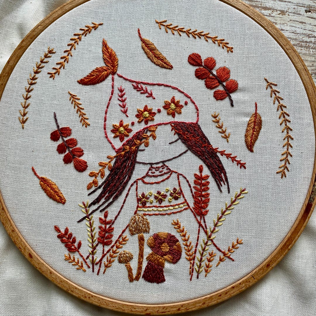 Autumn Pixie Printed Panel for Embroidering - Etsy