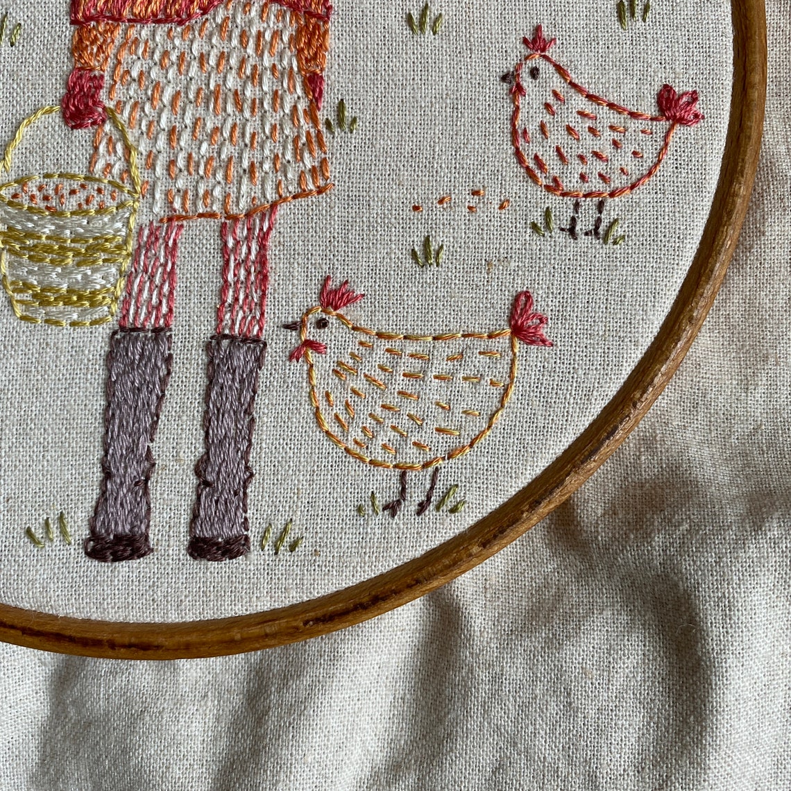 Feeding the Chickens Hand Embroidery Pattern PDF - Etsy