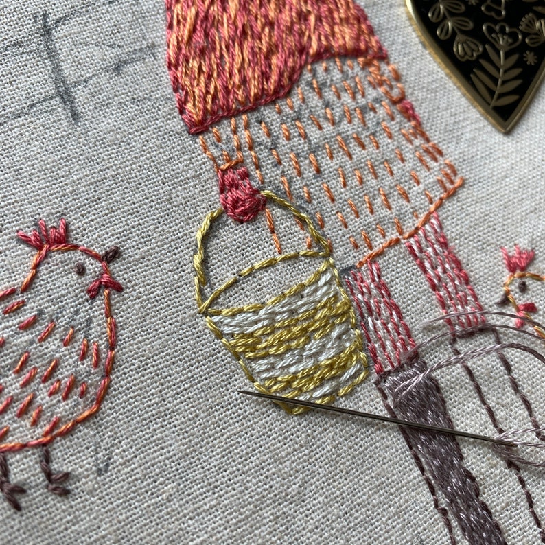 Feeding the Chickens Hand Embroidery Pattern PDF - Etsy