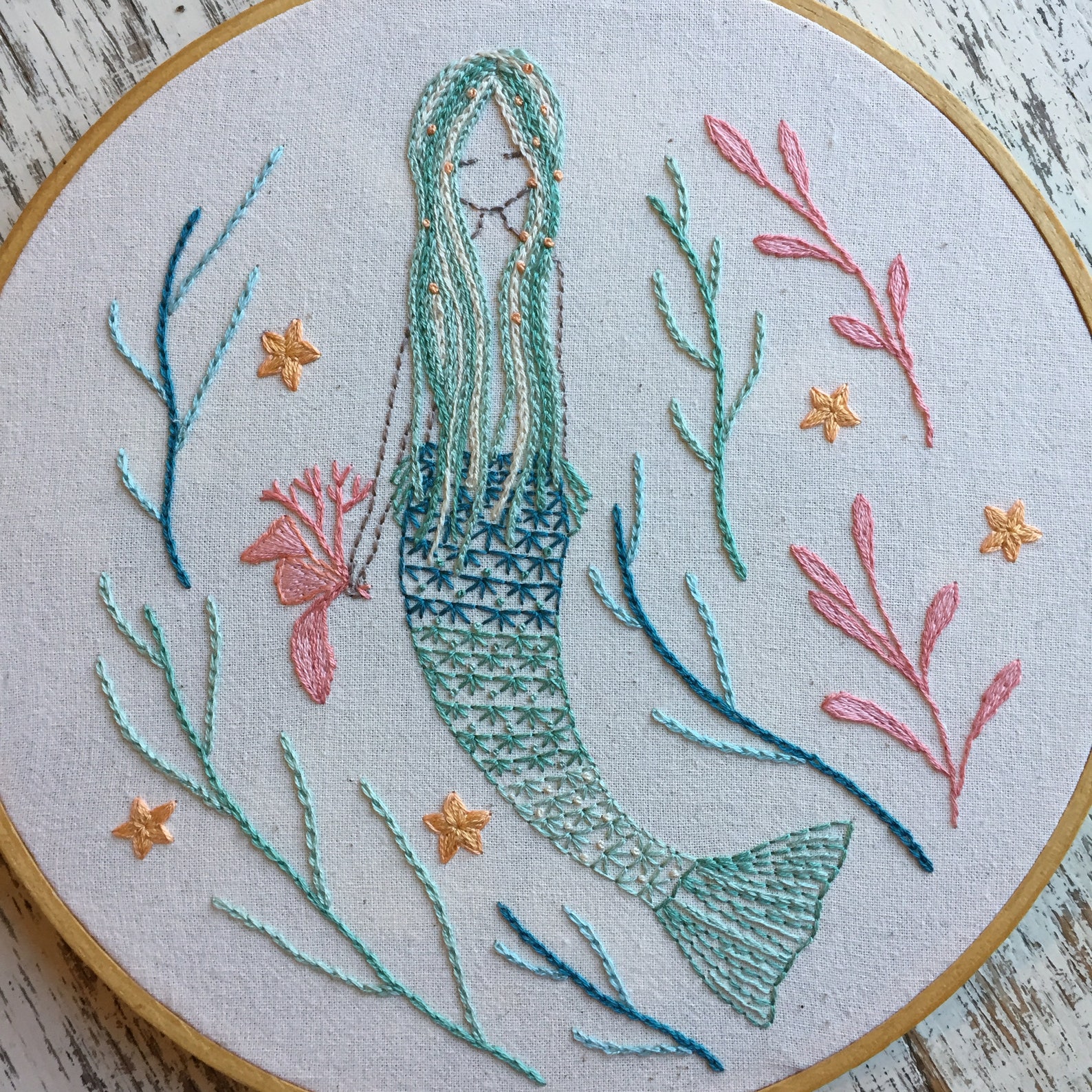 Mermaid Garden Hand Embroidery Pattern PDF - Etsy