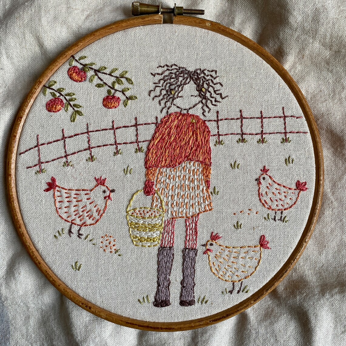 Feeding the Chickens Hand Embroidery Pattern PDF - Etsy