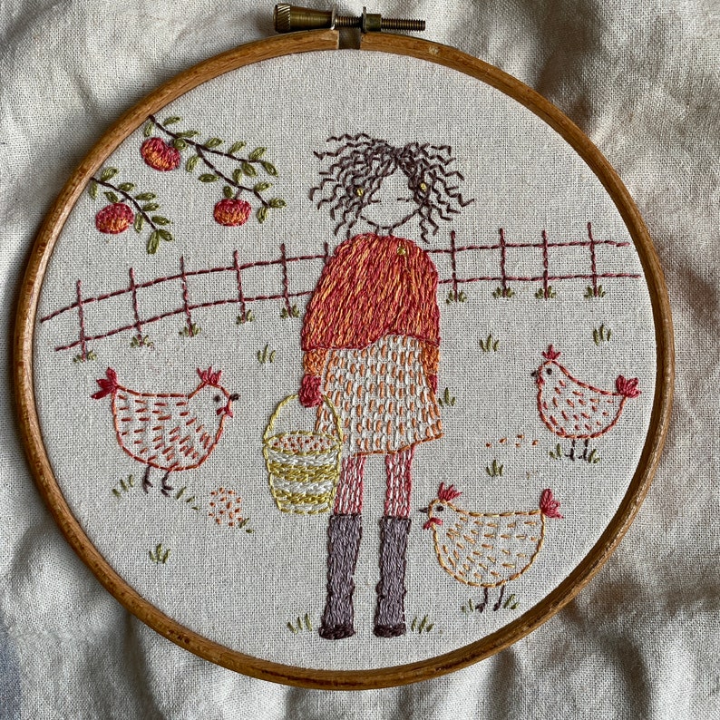 Feeding the Chickens Hand Embroidery Pattern PDF - Etsy