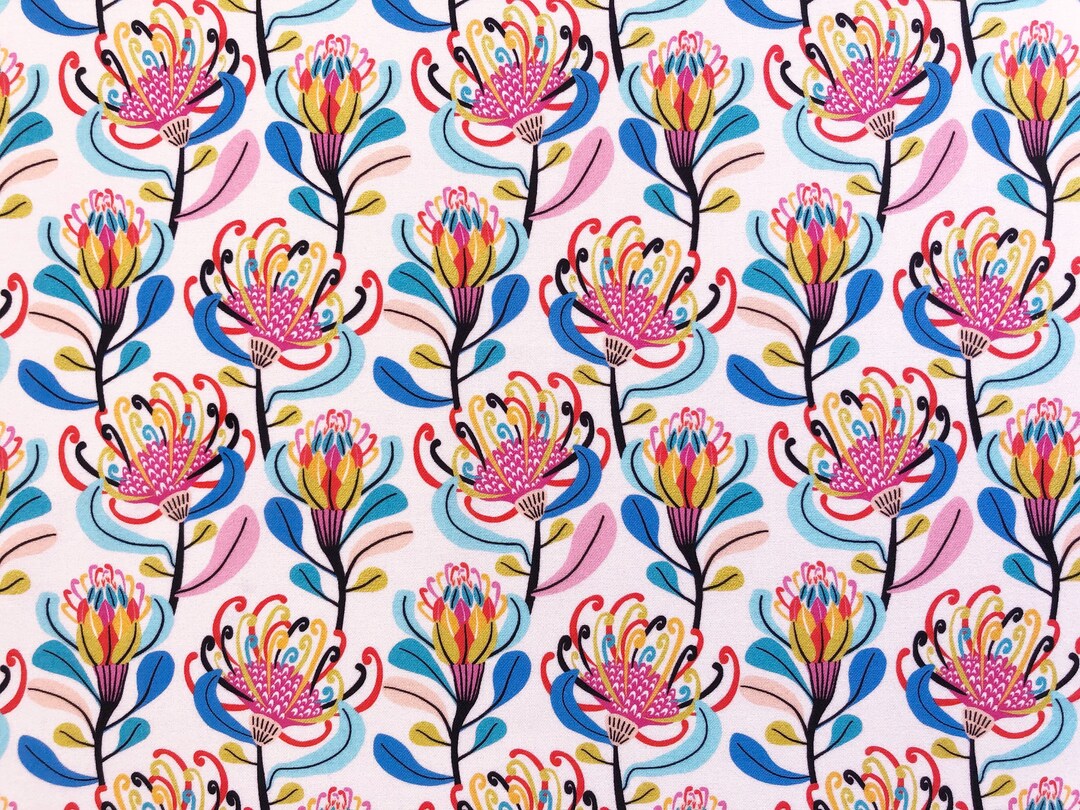 Protea Floral Cotton Fabric by Kristen Katz - Australian Native ...