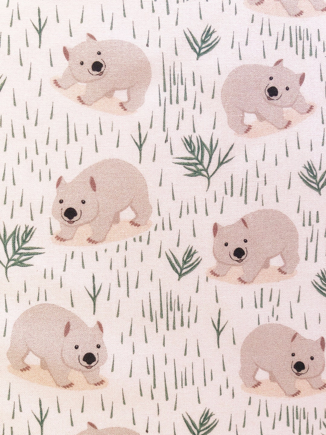 Wombat Cotton Fabric: Aussie Nursery Print, Light Apricot Quilting - Etsy