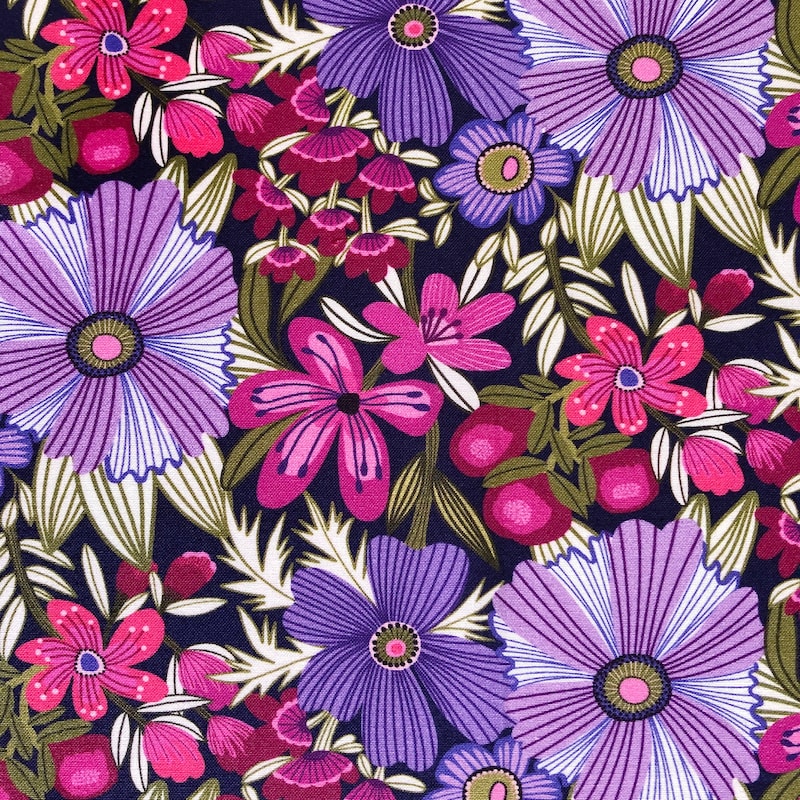 Purple Floral Fabric - Etsy