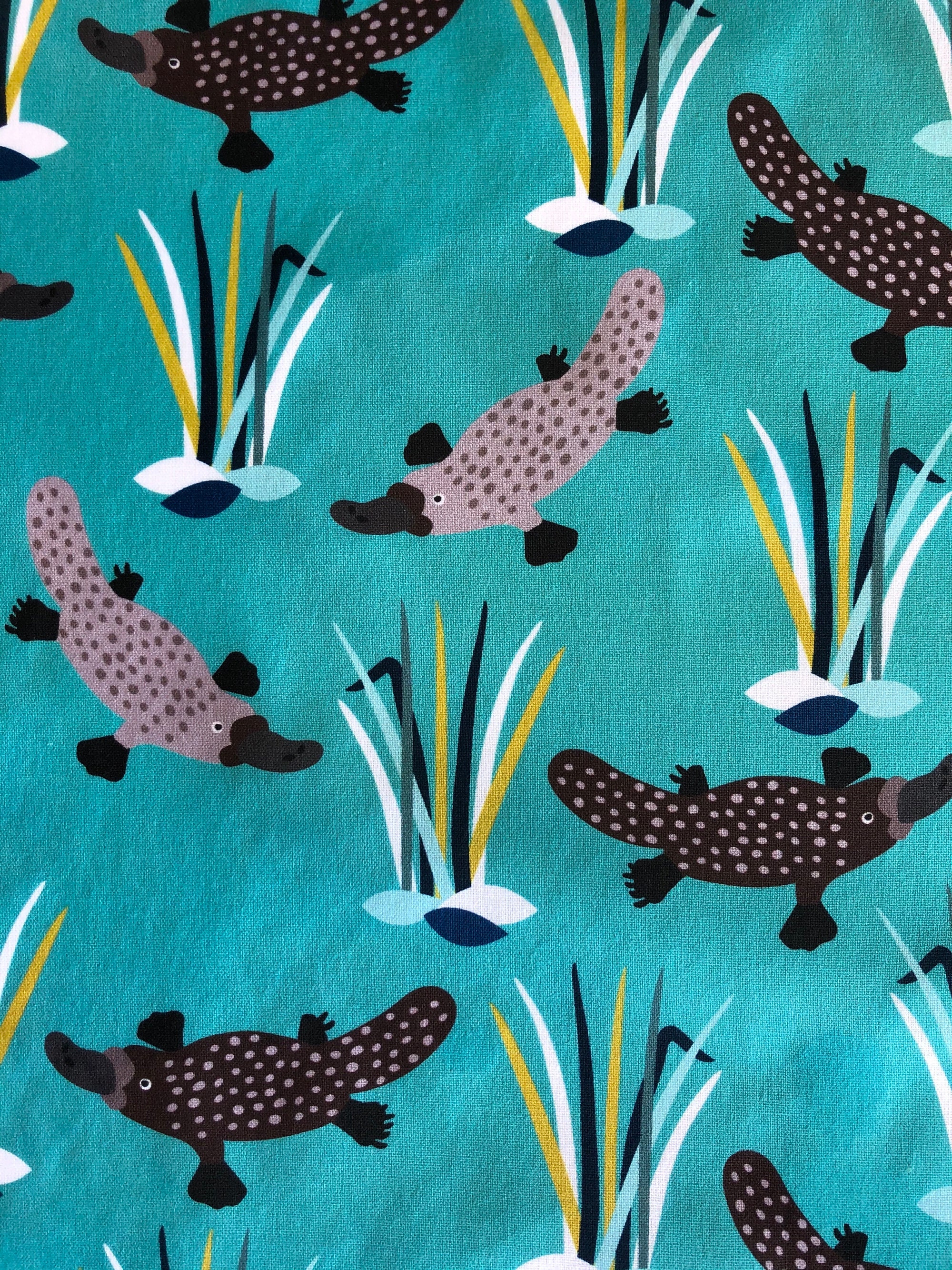 Platypus & Wild Grass Teal Blue Floral Quilting Cotton Fabric | Etsy