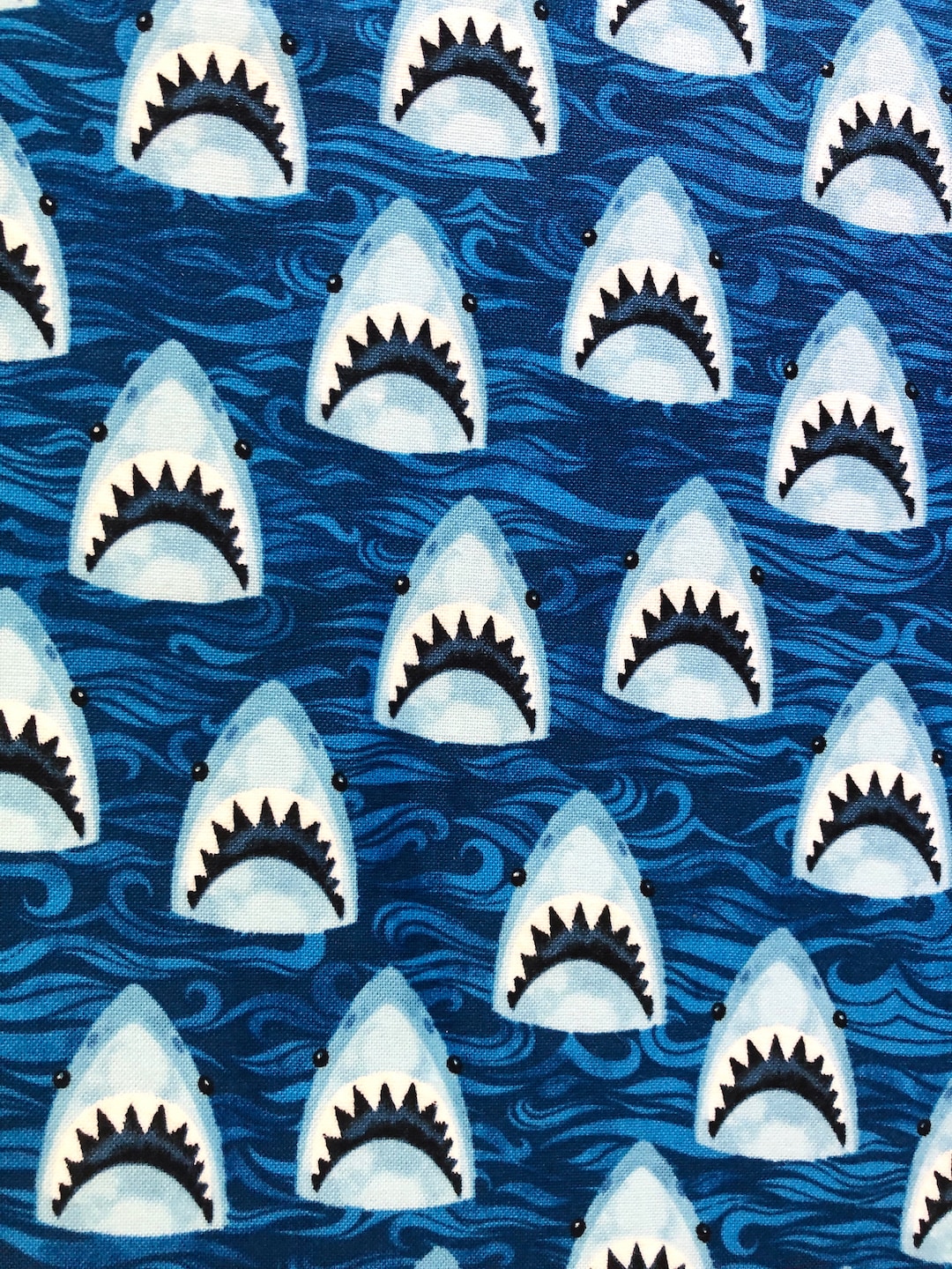 Blue Sharks in the Ocean Sealife Quilting Cotton Fabric by 1/2 Yard or ...