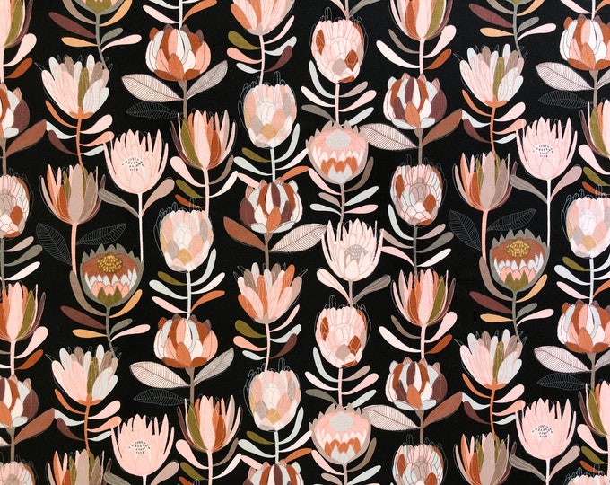 Australian Flora Fabric Black Cockatoos Chintz 24 by Helenpdesigns ...
