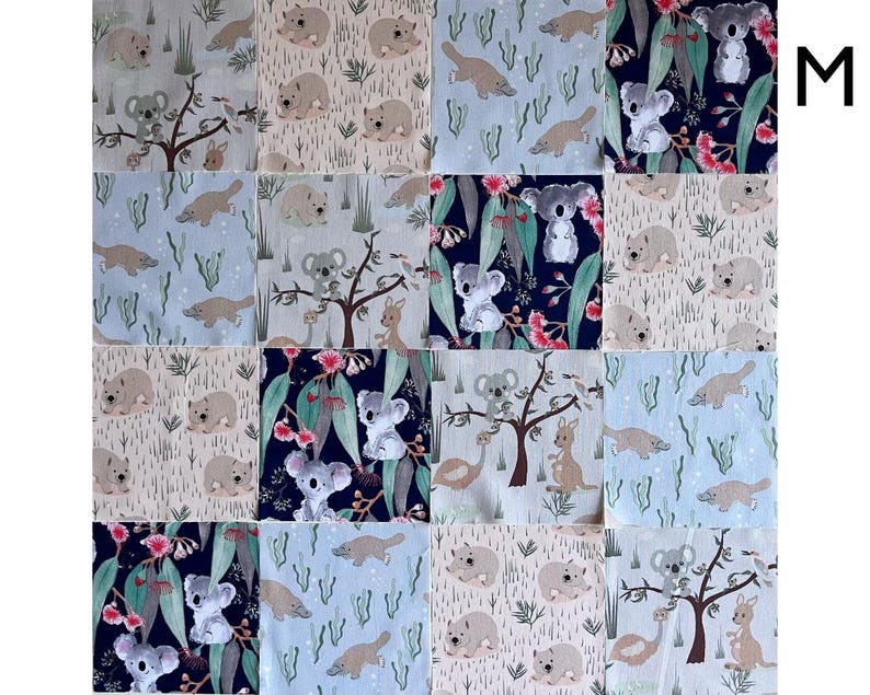 Australian Animals Nursery Fabric: Kangaroo, Koala, Wombat - Gray ...
