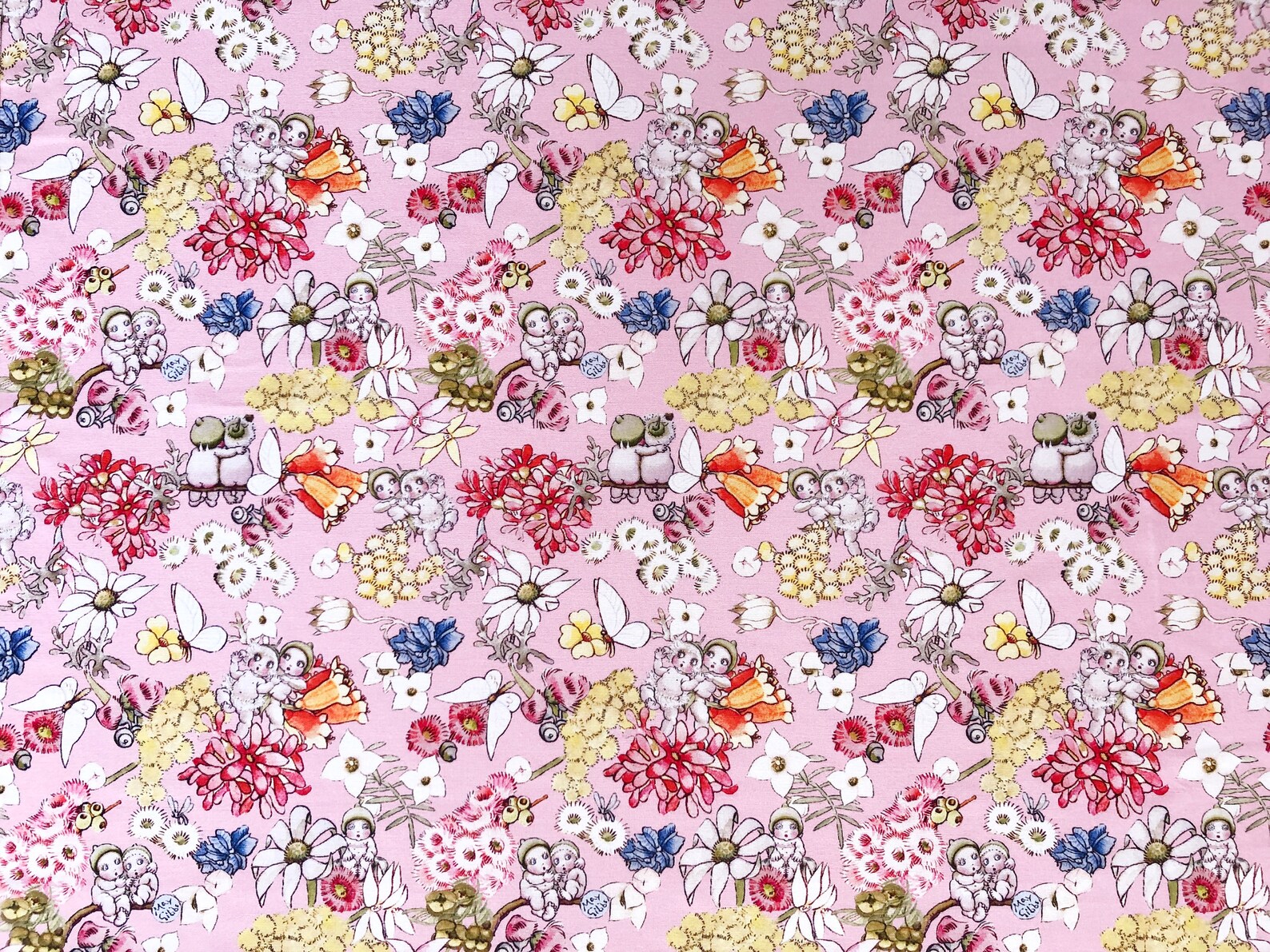 May Gibbs Gumnut Babies Friends Blue Floral Quilting Organic - Etsy