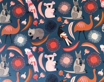 Australian Animal Waltzing Wombat Cream Cotton Quilting Fabric 1/2 YARD ...