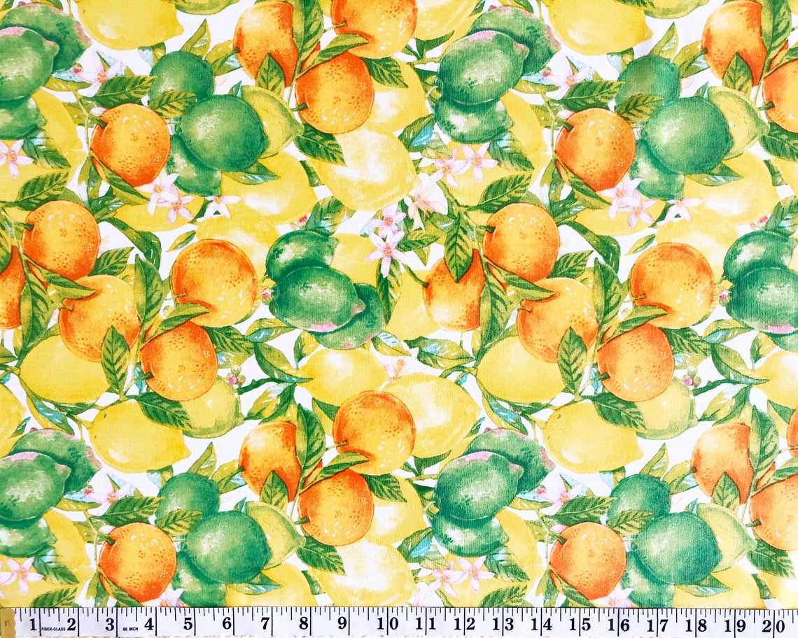 Orange Lemon & Lime Tropical Fruit Quilting Cotton Fabric by - Etsy