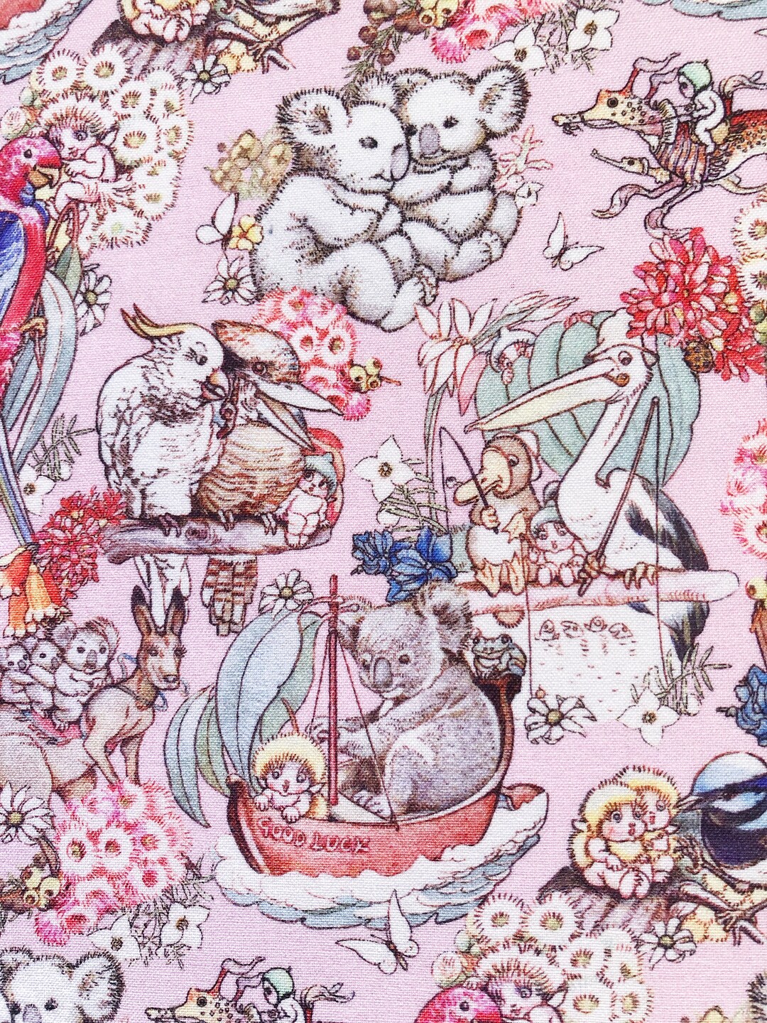 May Gibbs Australian Animals Cotton Fabric: Koala, Kangaroo, Gumnut ...