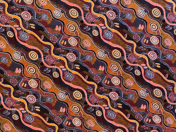 Aboriginal Art Desert Tracks Abstract Brown Quilting Cotton | Etsy