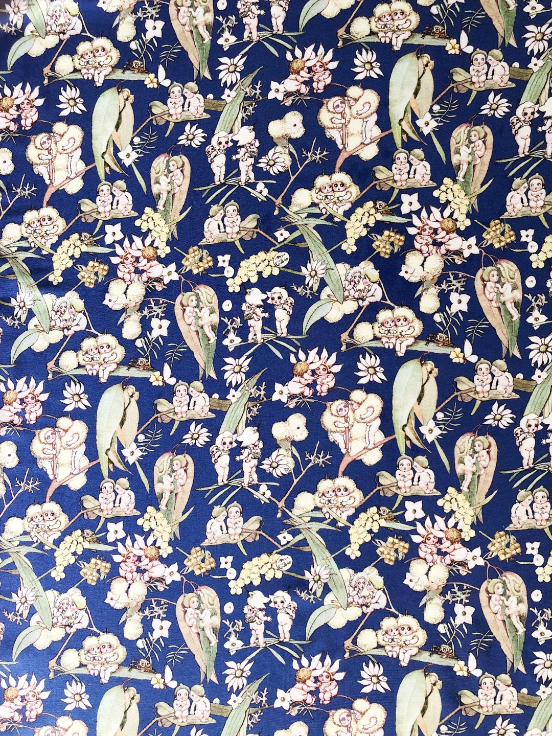 May Gibbs Gumnut Babies Organic Fabric, Chatting Bush Babies Cotton by ...