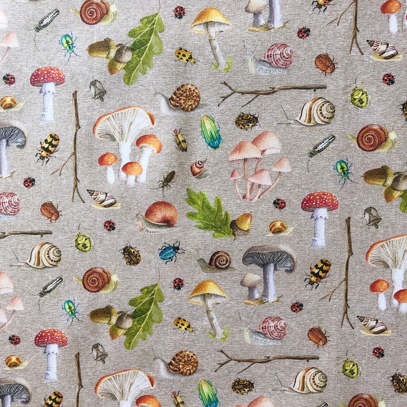 Mushroom Print Linen Fabric - Etsy