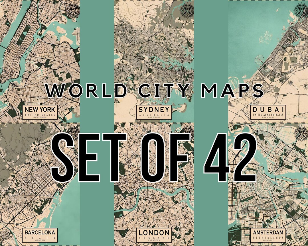 Maps Wall Arts, Printable Eclectic Retro Wall Art, World Wall Decor ...